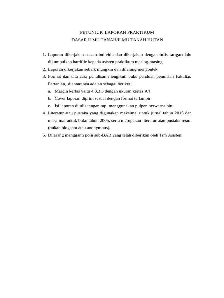 Isi Format Laporan Kimia Tanah Dit-Ith 2025 | PDF