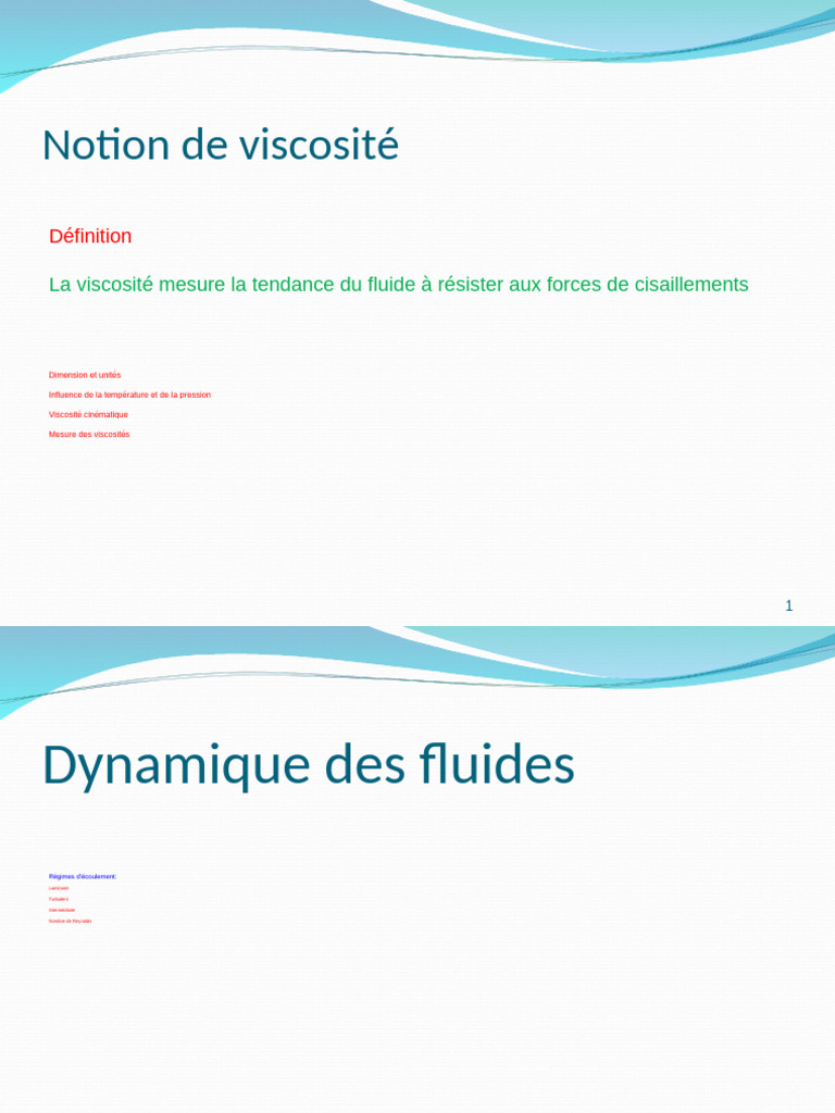 Comprendre la viscosité et la dynamique des fluides | PDF
