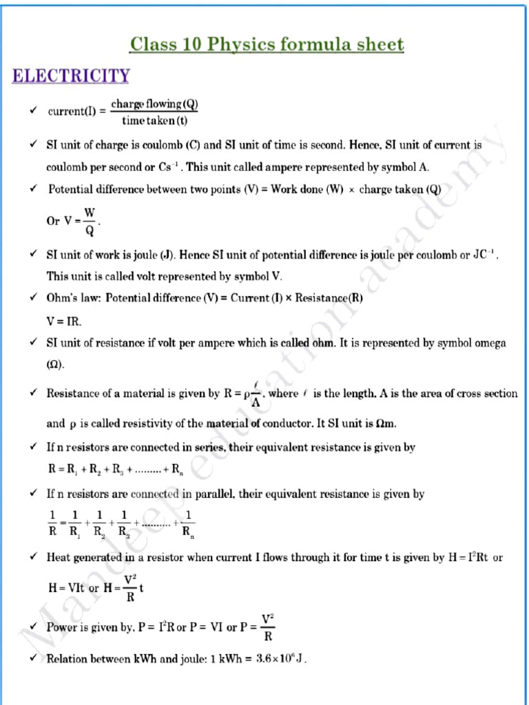 Class 10 Physics: Electricity & Magnetism | PDF | Volt | Voltage