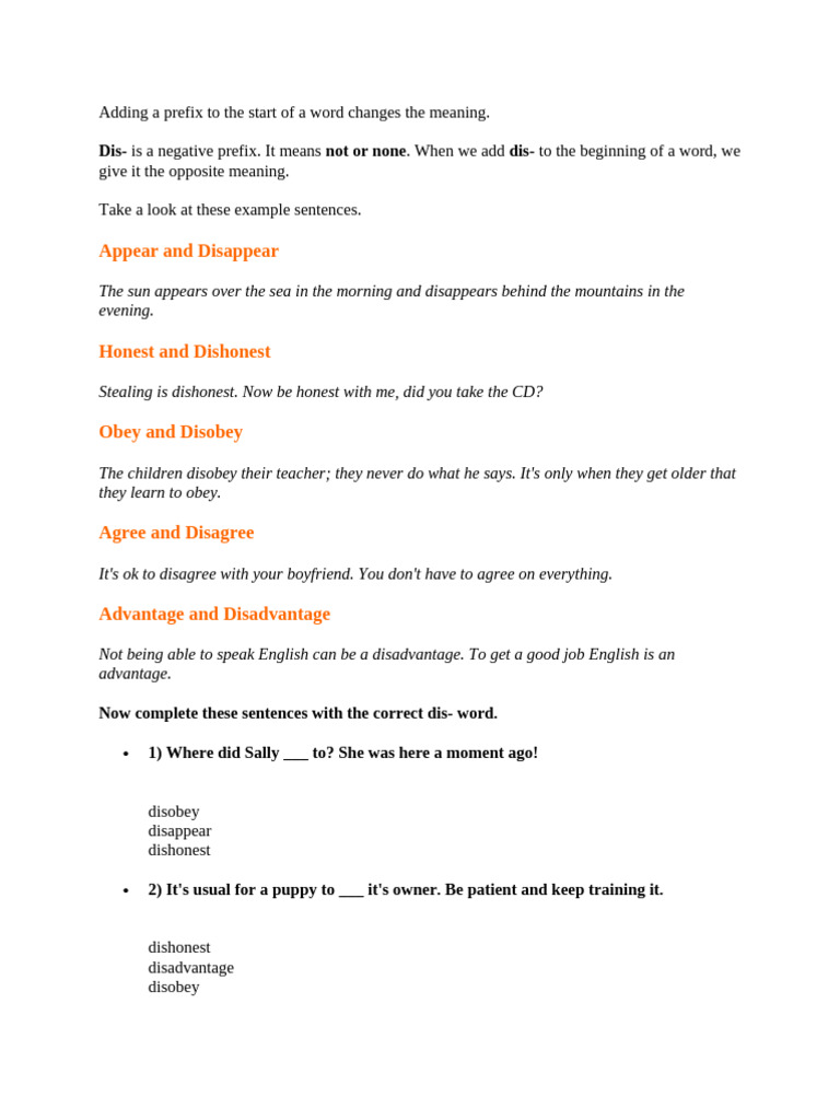 Understanding the Dis- Prefix | PDF