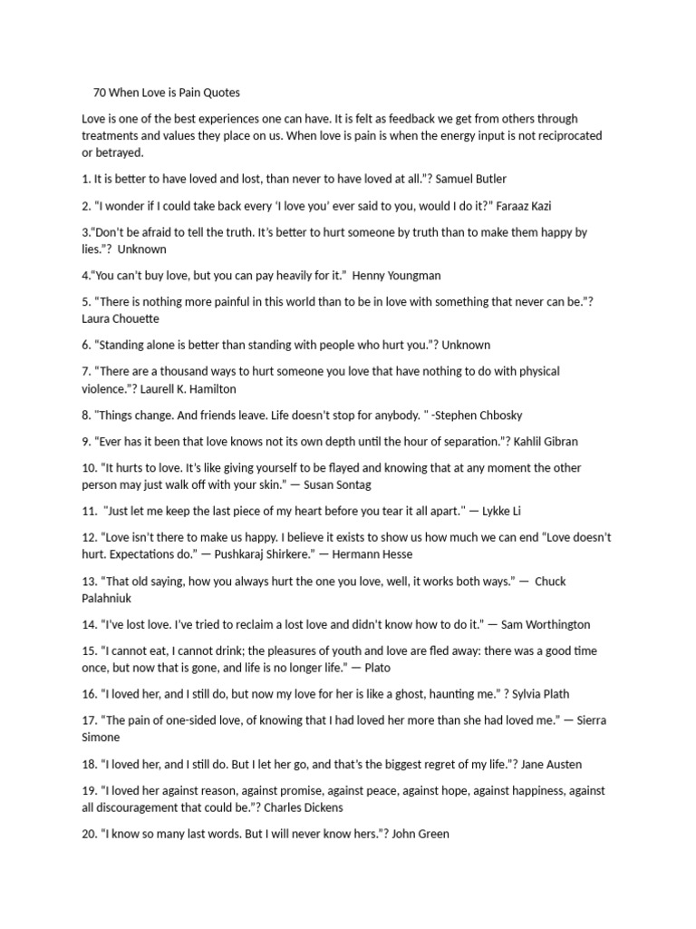 70 When Love Is Pain Quotes | PDF