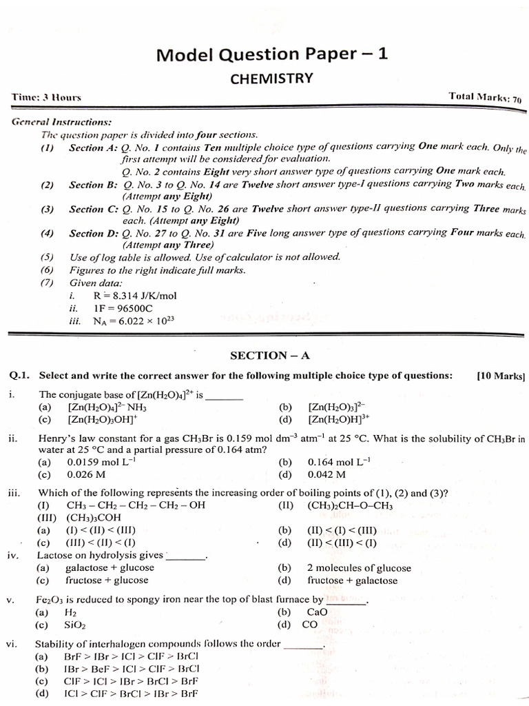 Chem Paper 1 | PDF