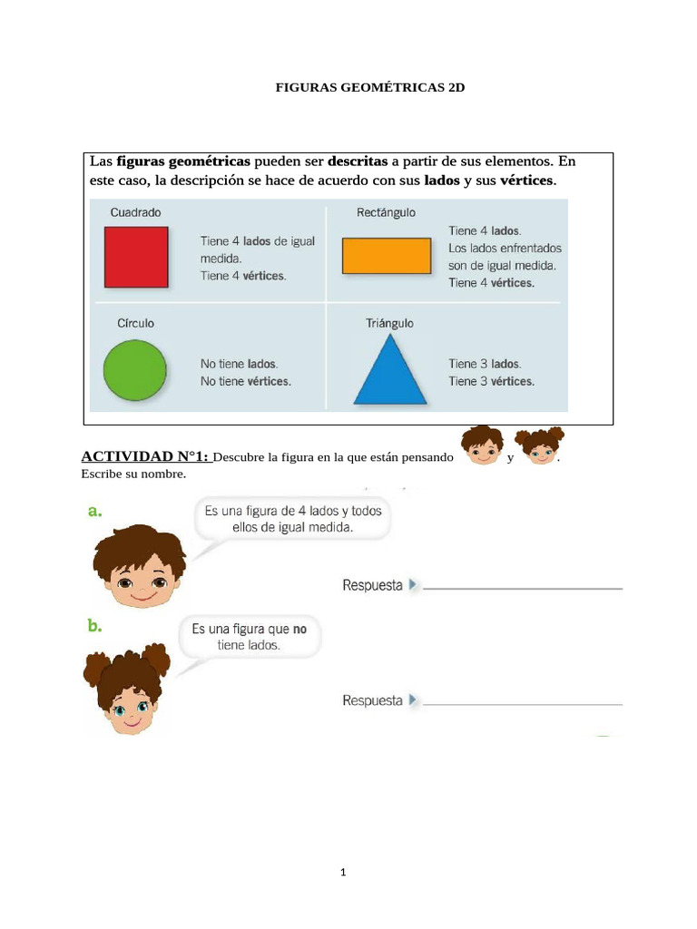 Actividades sobre Figuras Geométricas 2D | PDF