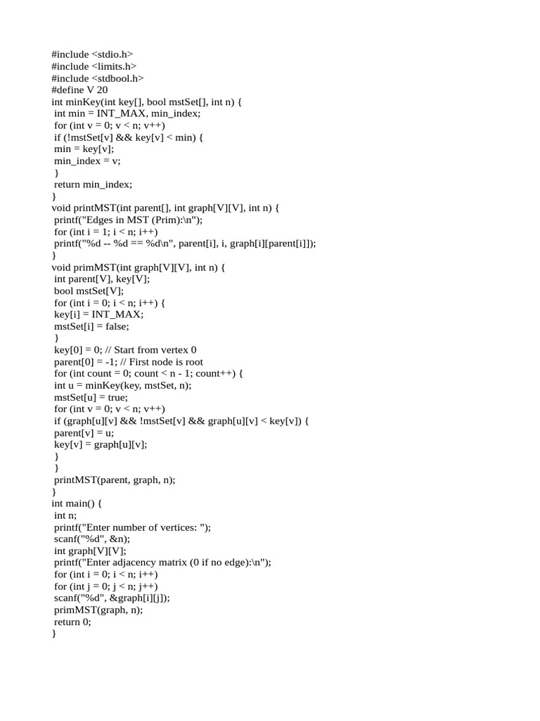 Aoa Prims Algorithm | PDF
