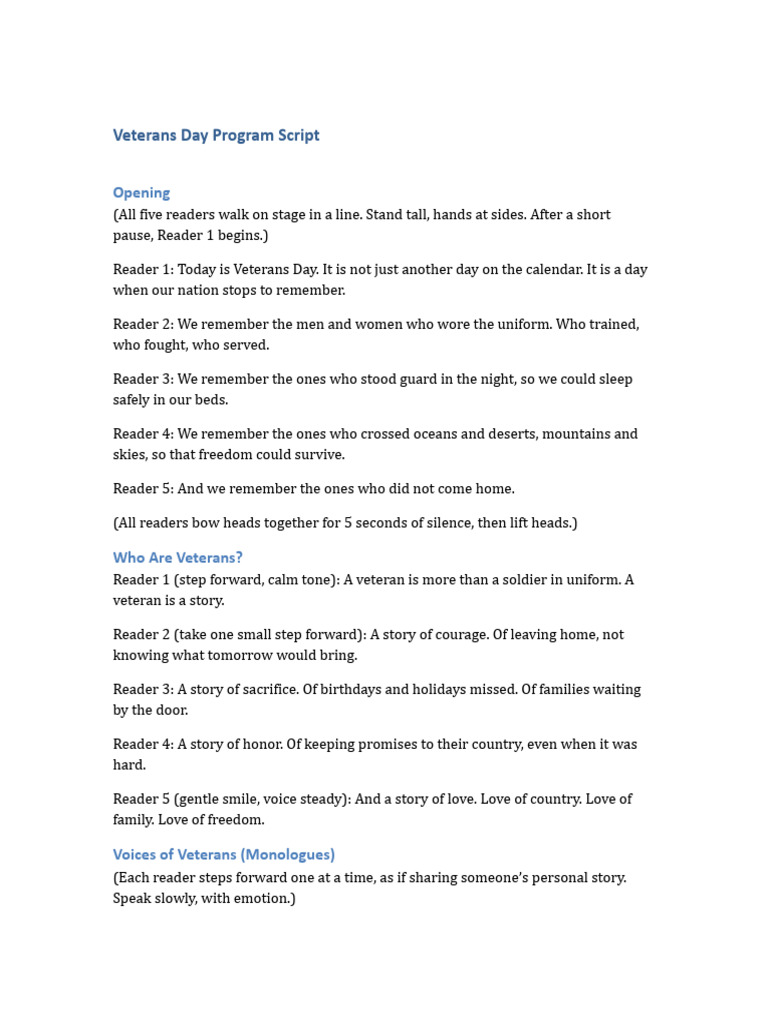 Veterans Script 25 - 26 | PDF