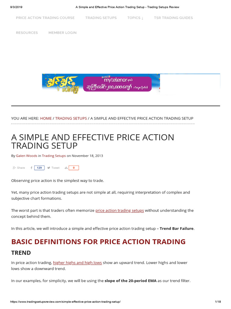 Effective Price Action Trading Setup | PDF | Market Trend | Microeconomics
