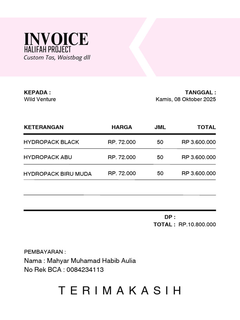 Invoice Wild Venture 9 Oktober | PDF