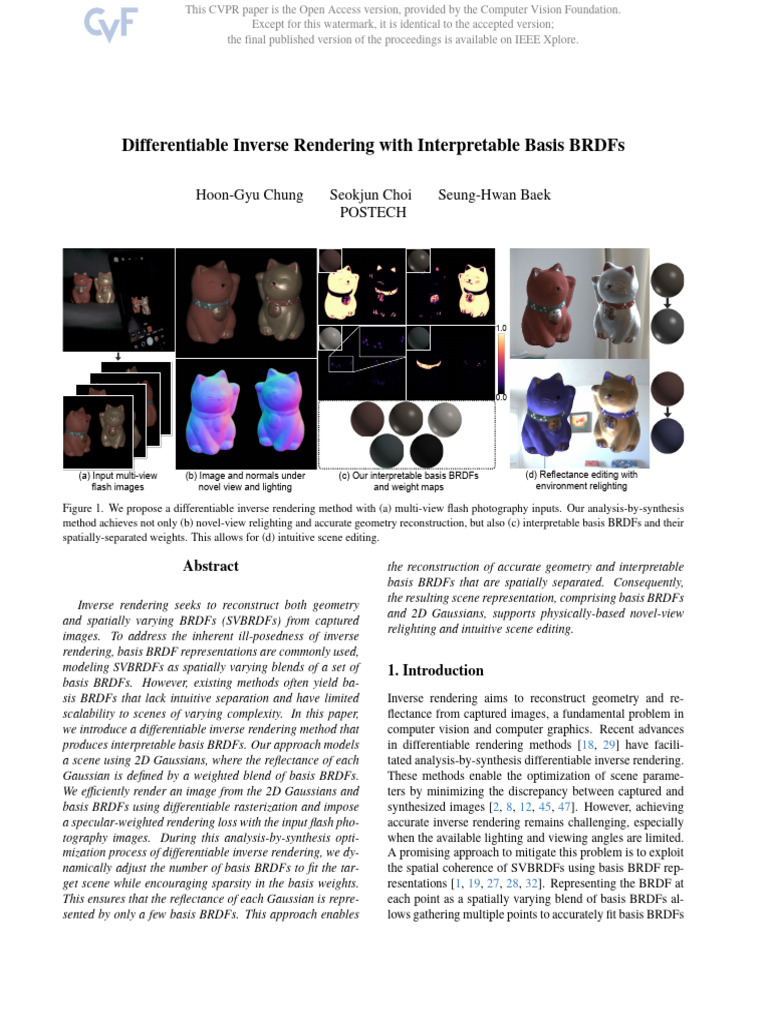 Differentiable Inverse Rendering With Interpretable Basis BRDFs | PDF | Rendering (Computer ...