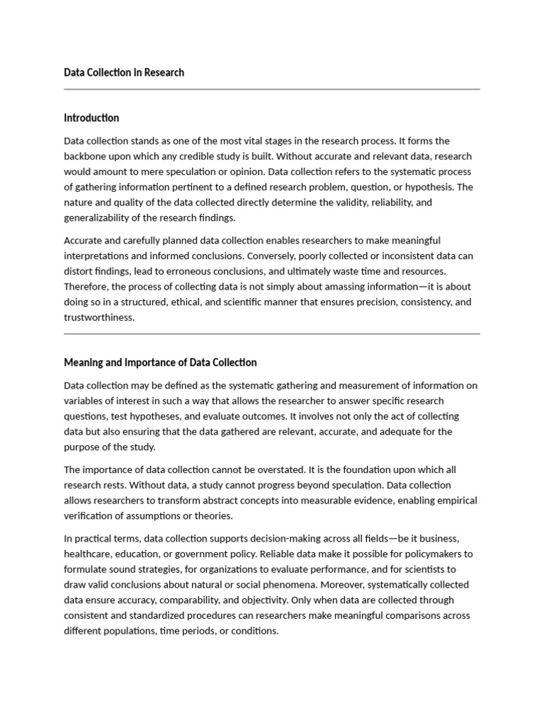 Essential Guide to Data Collection in Research | PDF | Level Of ...