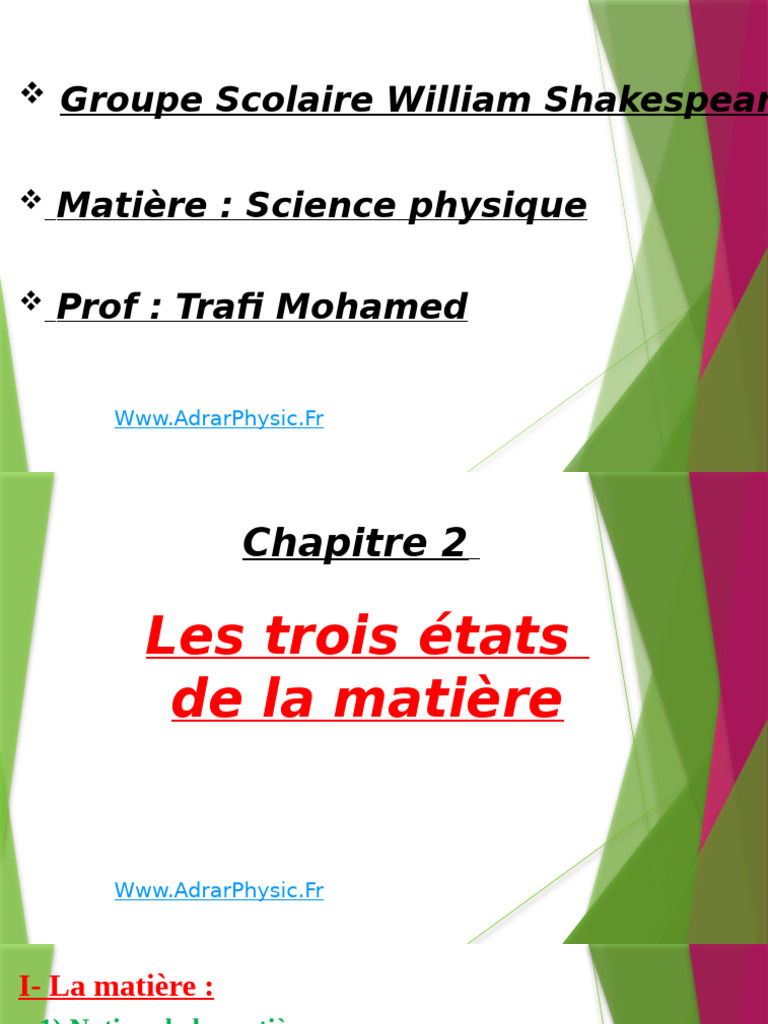 1 $ Les États Physiques de La Matière 1AC FR | PDF