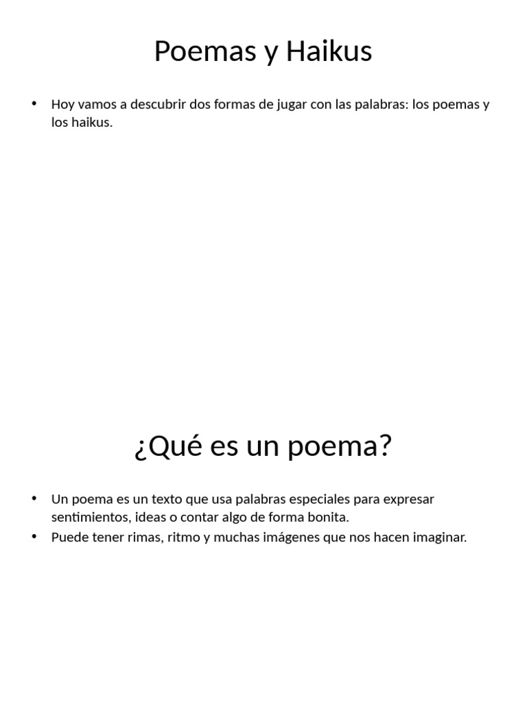 Poemas y Haikus: Guía Creativa | PDF