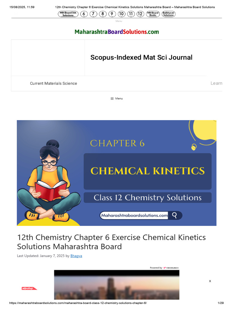 12th Chemistry Kinetics Solutions Guide | PDF | Reaction Rate | Catalysis
