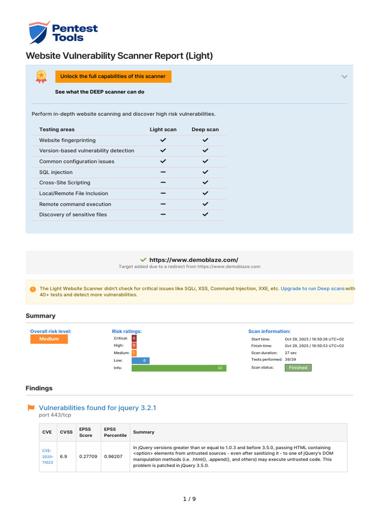 Website Vulnerability Scanner Summary | PDF | Http Cookie | Software ...