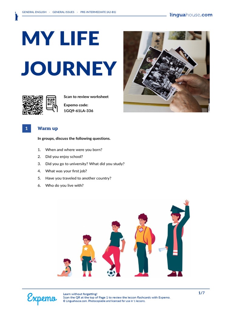 My Life Journey: A2-B1 English Worksheet | PDF | Linguistics | Human ...