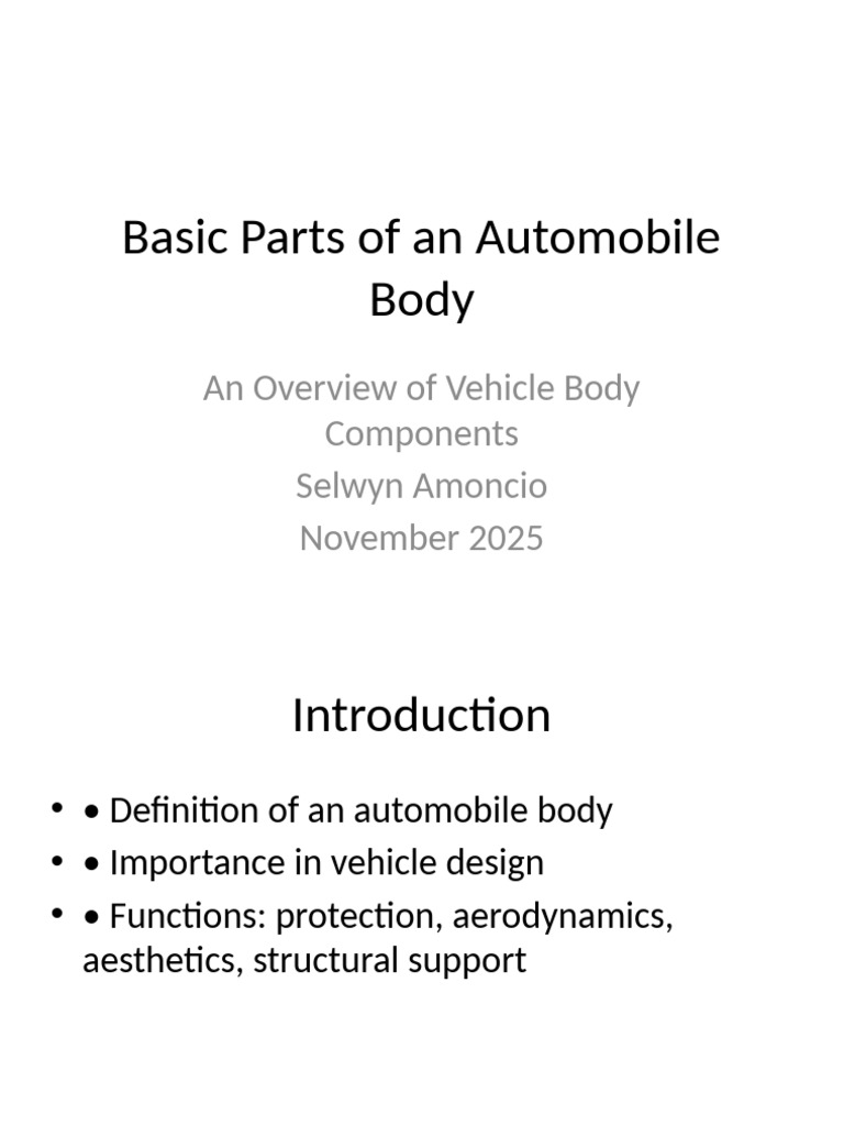 Basic Parts of Automobile Body | PDF