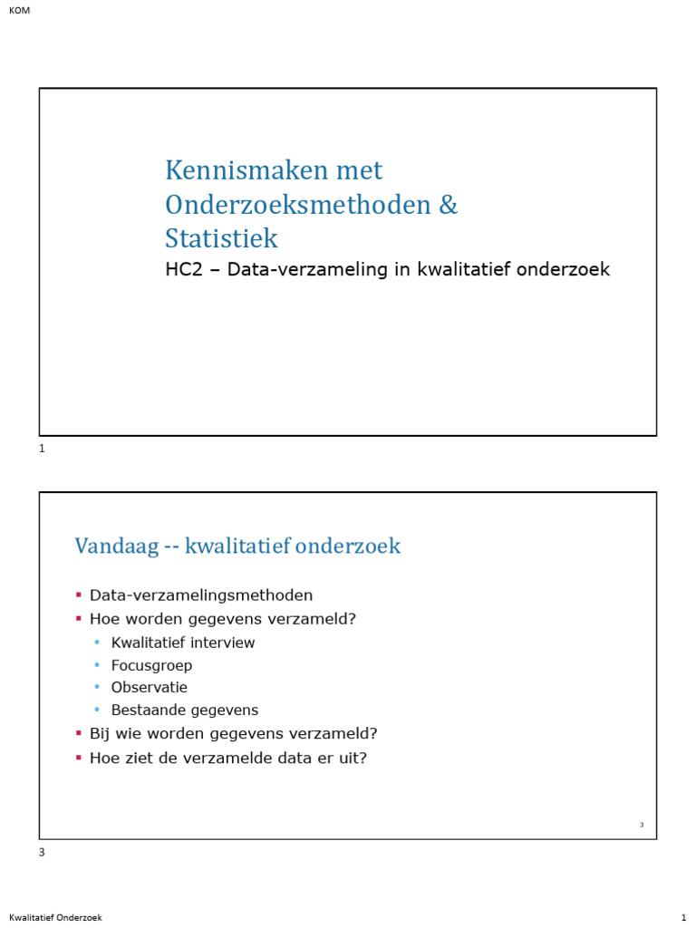 HC2 - Data-Verzameling in Kwalitatief Onderzoek | PDF