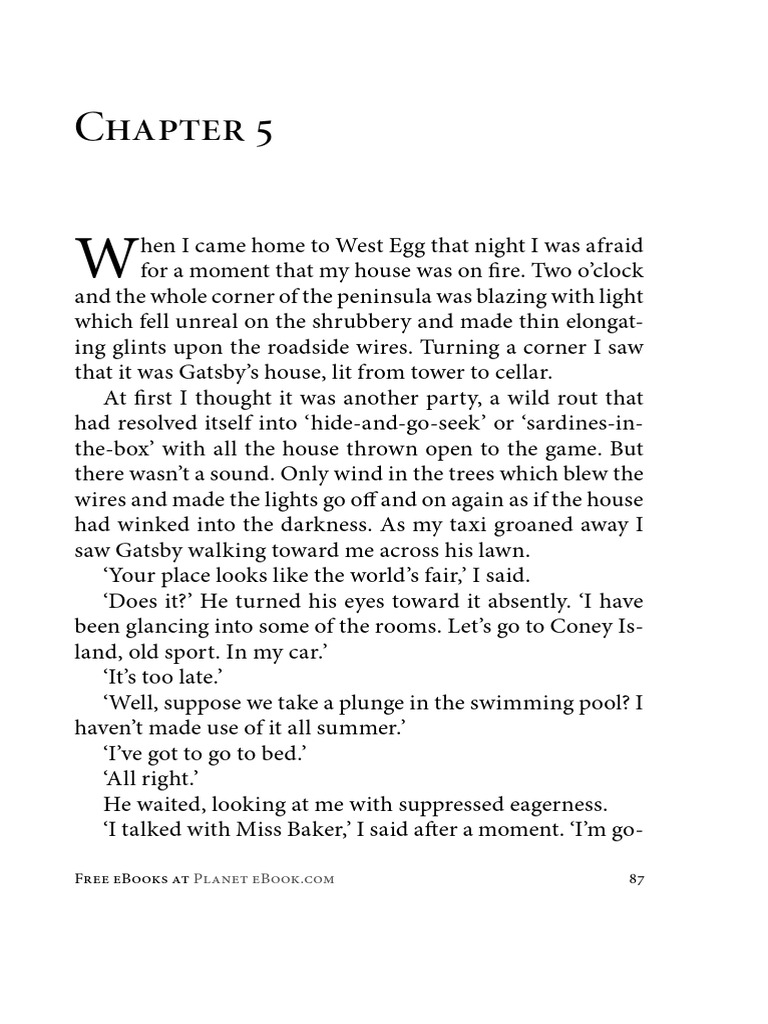 The-Great-Gatsby Chapter 5 Analysis | PDF