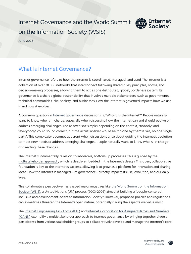 Internet Governance and WSIS | PDF | Internet Governance | Governance