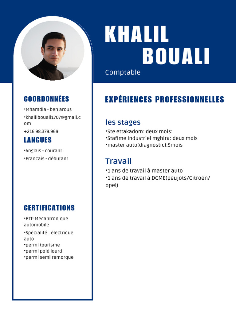 Profil de Khalil Bouali, Comptable | PDF