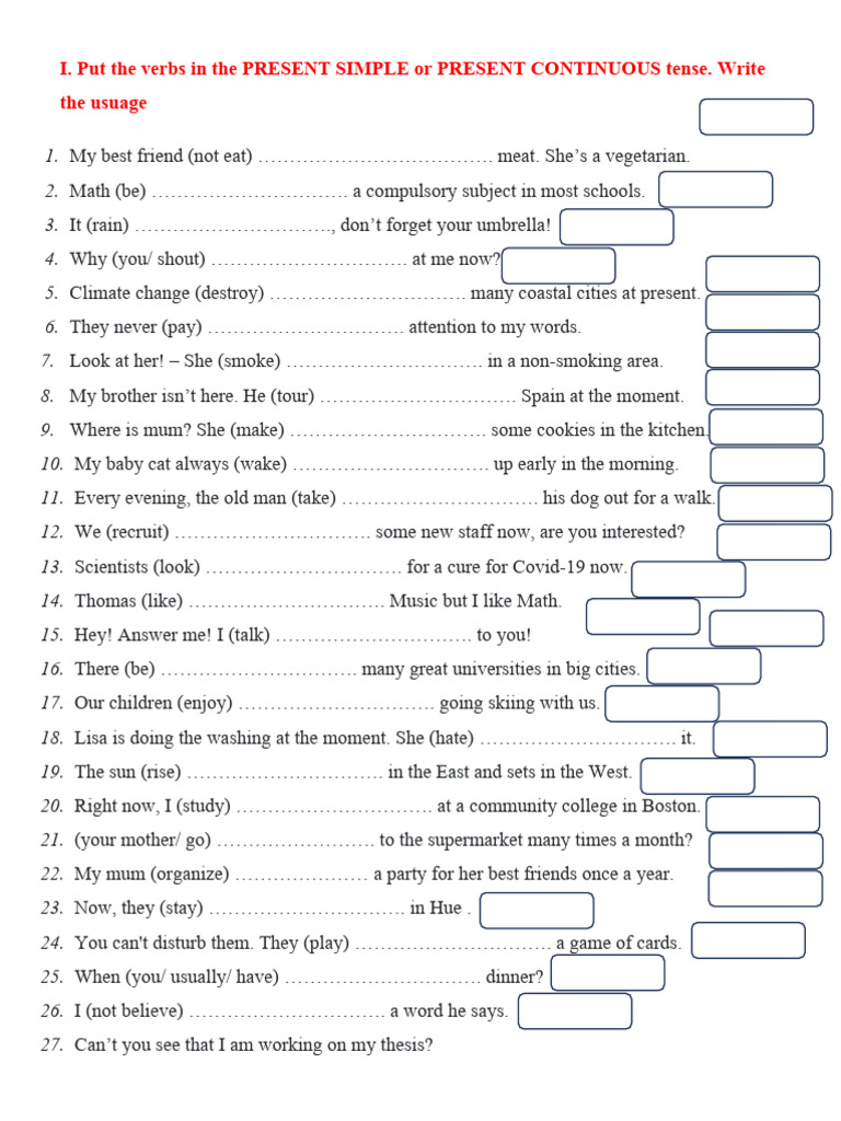 Present Simple Vs Present Cont. | PDF