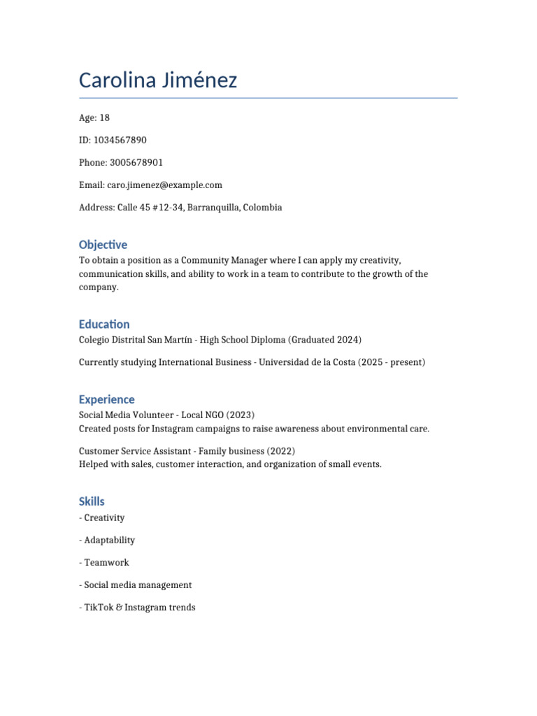 Carolina Jimenez CV | PDF