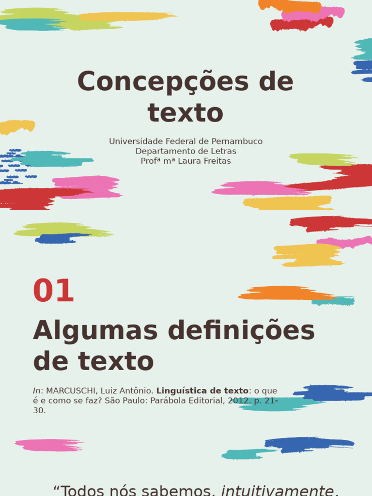Definições e Teorias do Texto | PDF | Linguística | Comunicação