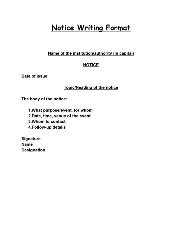 Notice Writing Format Guide | PDF