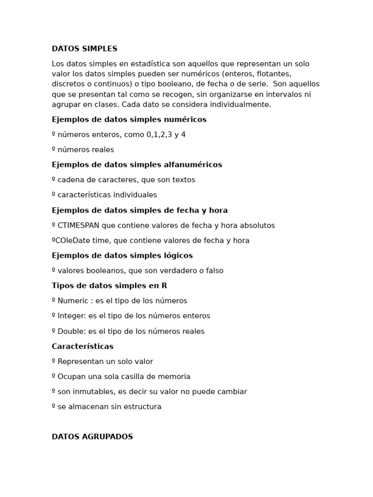 Datos Simples | PDF | Datos | Variable (informática)