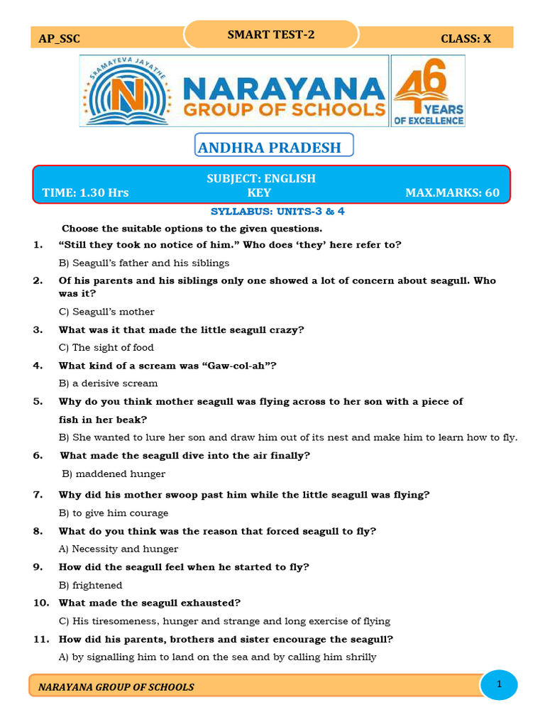 Class X English Smart Test 2 Questions | PDF