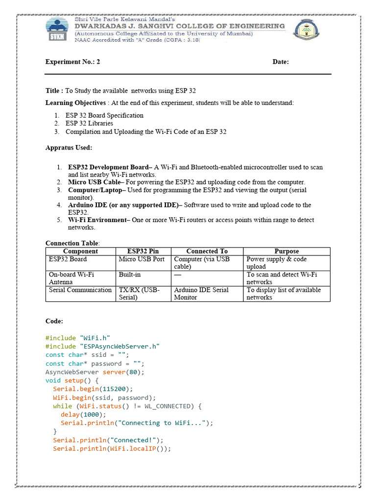 Exp2 | PDF | Wi Fi | Arduino