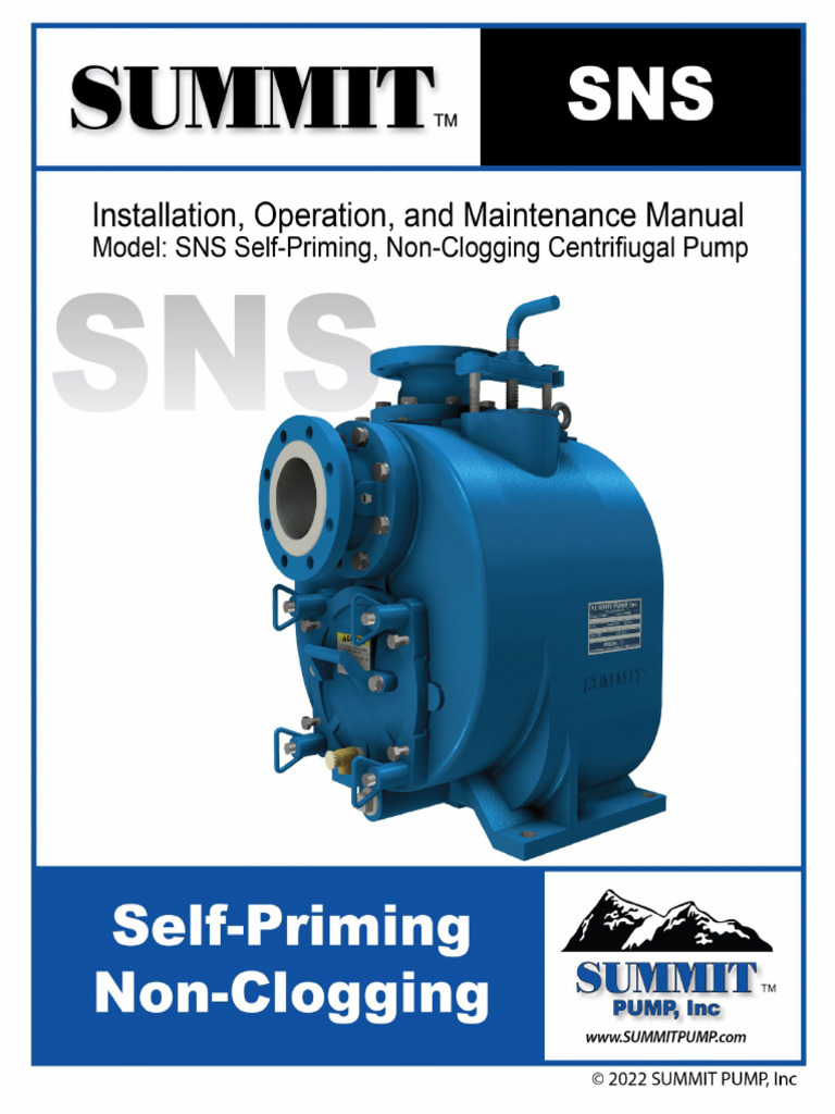 Summit Pump SNS Manual: Install & Maintain | PDF | Pump | Mechanical ...