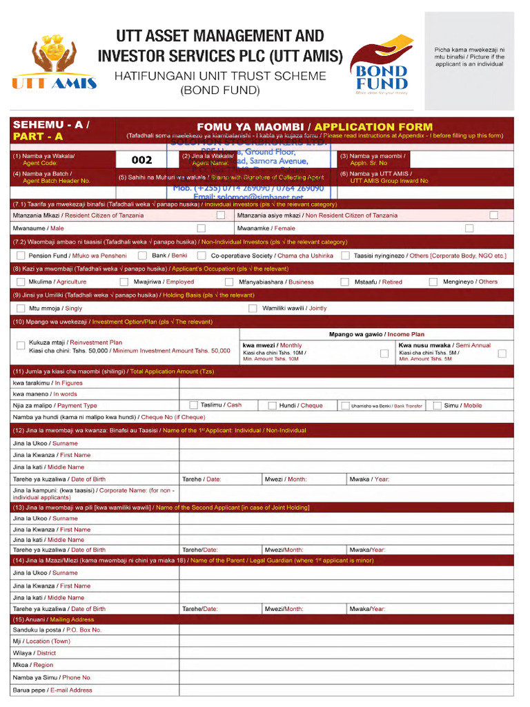 Application Form Bond Fund | PDF