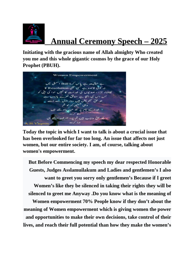 Anual ceremony speech (Final) | PDF