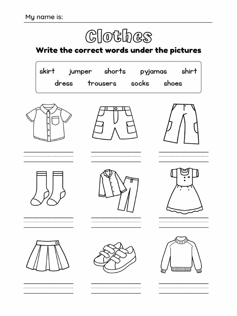 Clothes Worksheet Full | PDF