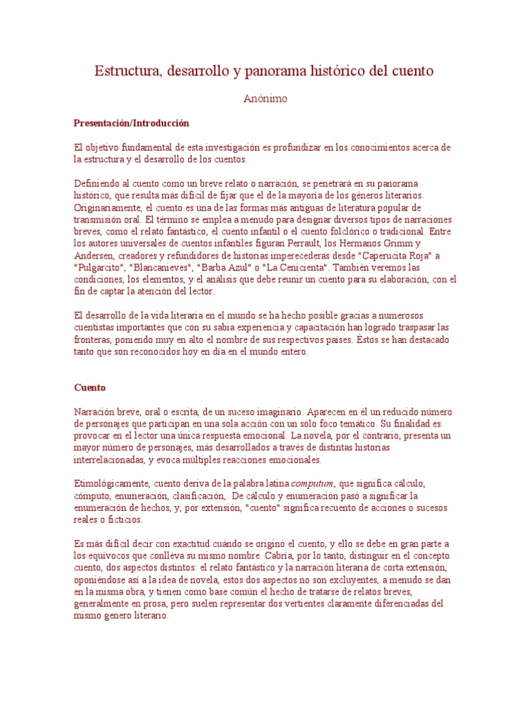Estructura Del Cuento, Leyenda | PDF | Narración | Cuentos