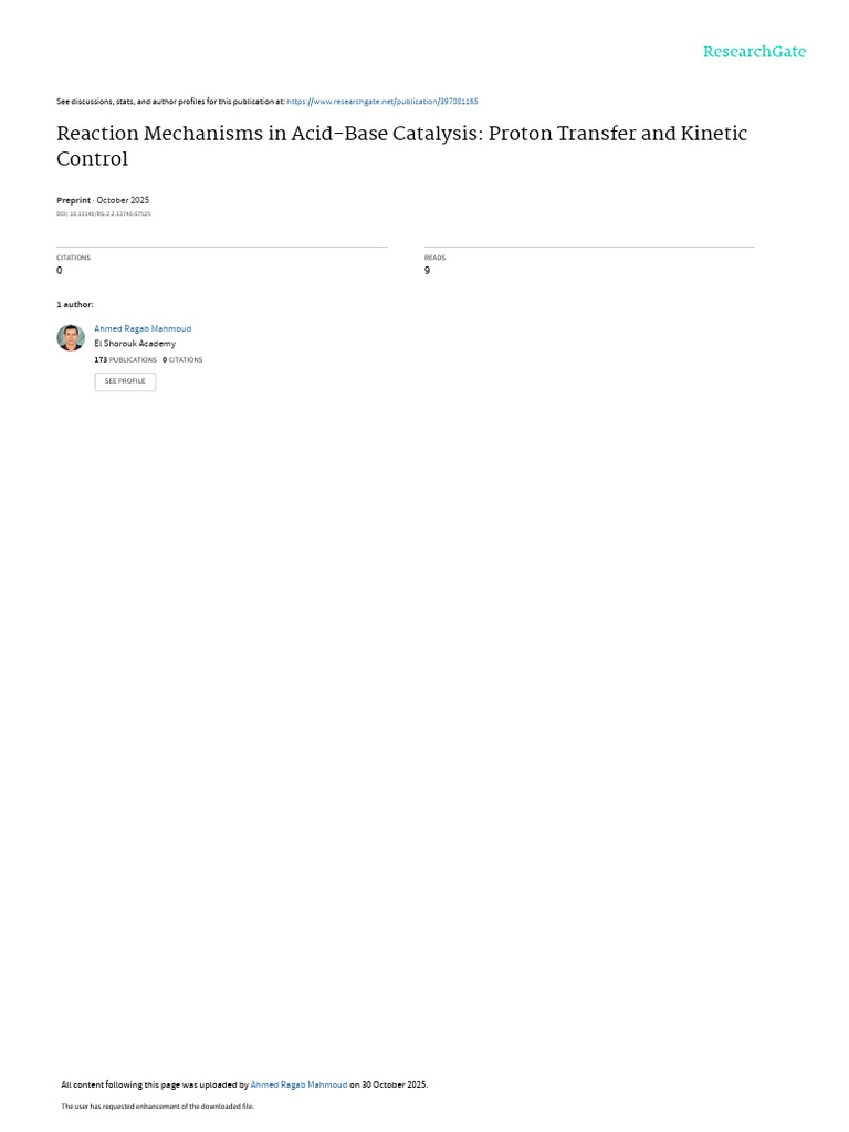 Acid-Base Catalysis: Proton Transfer Insights | PDF | Catalysis ...