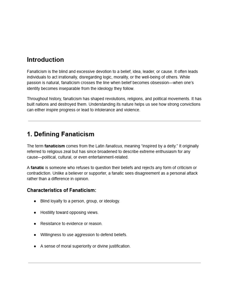 Understanding Fanaticism - Its Nature, Causes, and Impact On Society ...