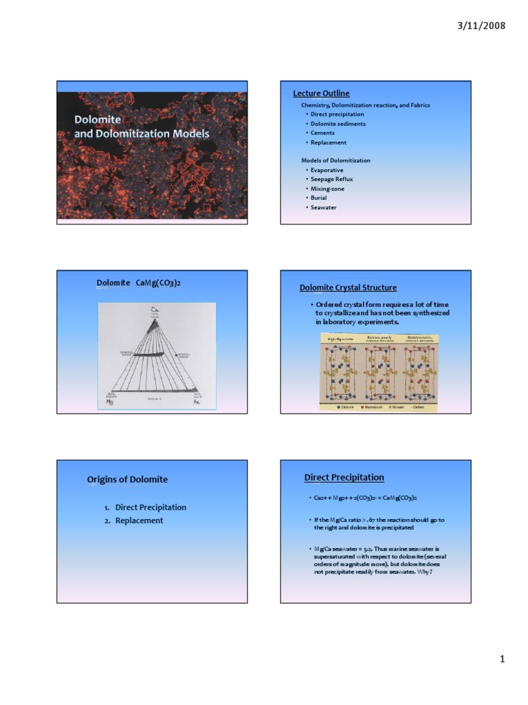 Dolomitization Processes and Models | PDF | Calcite | Calcium