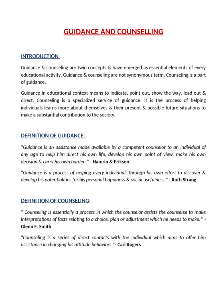 Guidance and Counseling Assignment | PDF | Psychotherapy | Counseling ...