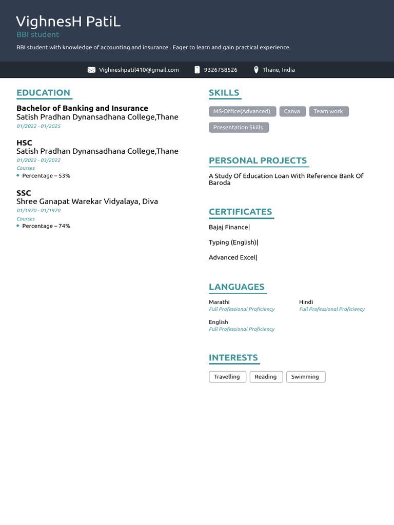 BBI Student with Accounting Skills | PDF