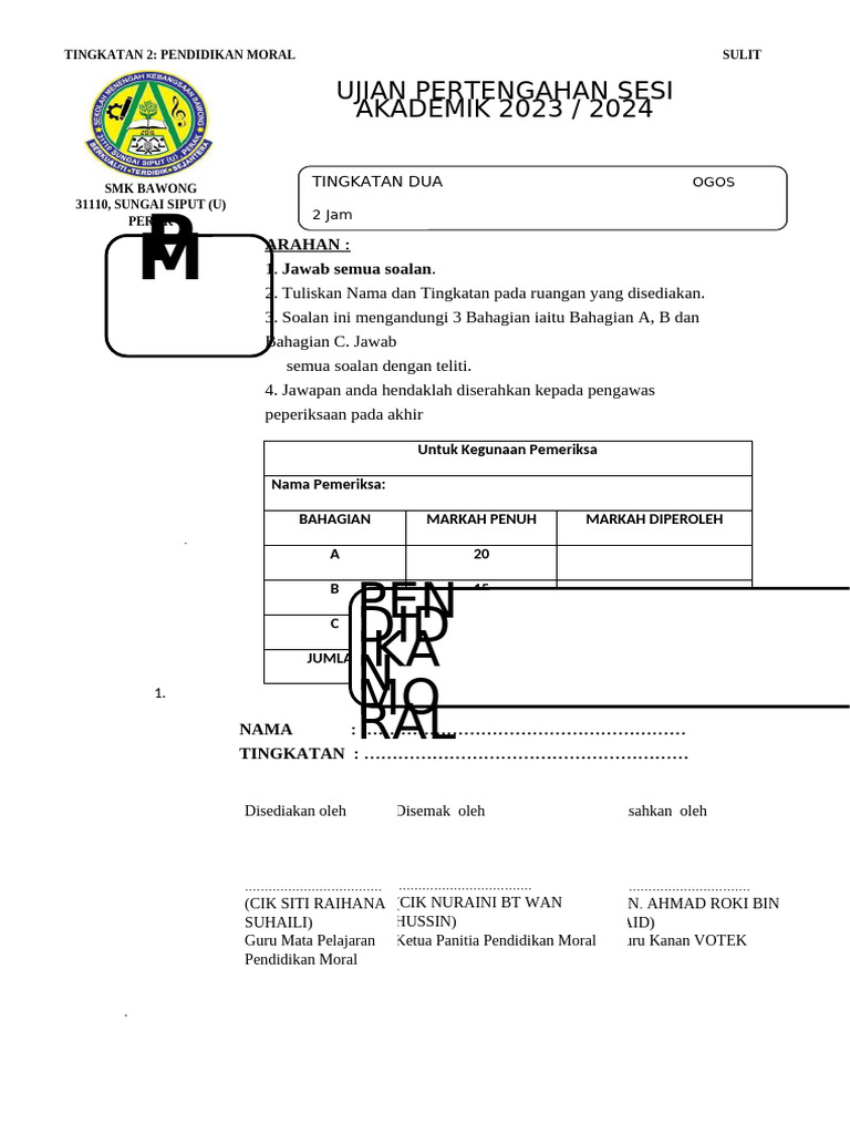 UPSA 2023 BM Ting 3 (Kertas 2) | PDF