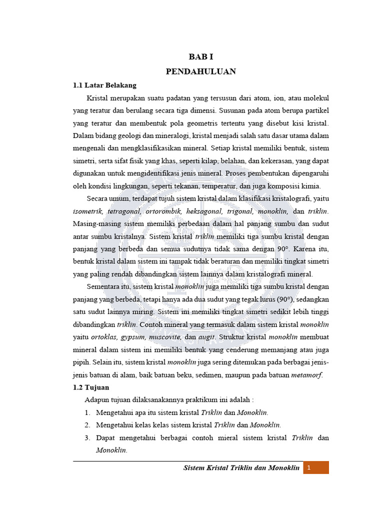 Sistem Kristal Triklin dan Monoklin | PDF