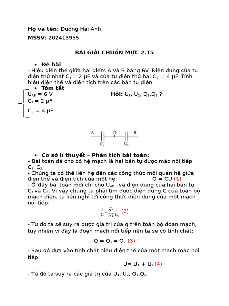 Họ và tên: Mssv: Bài Giải Chuẩn Mực 2.15 Đề bài | PDF