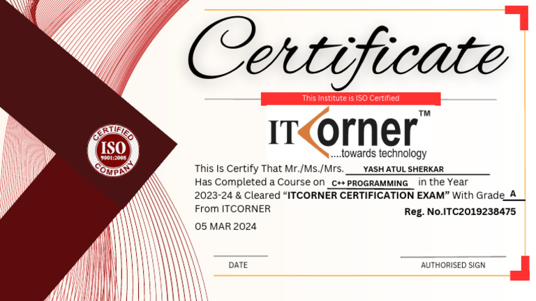 Yash Certificate | PDF