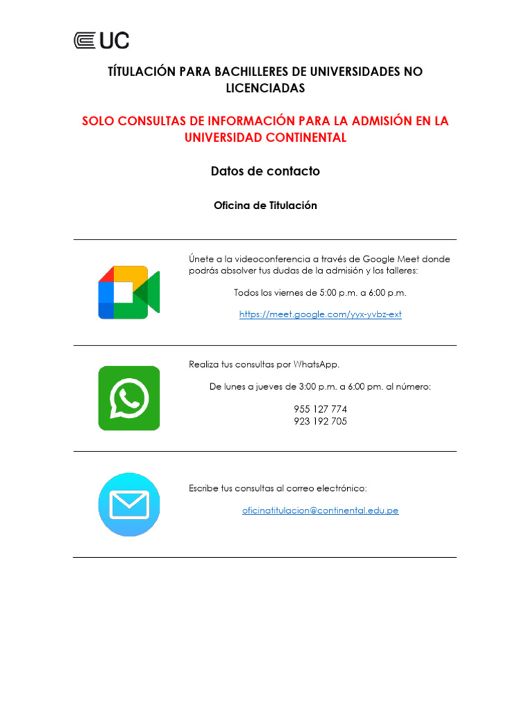 Contacto y Consultas | PDF