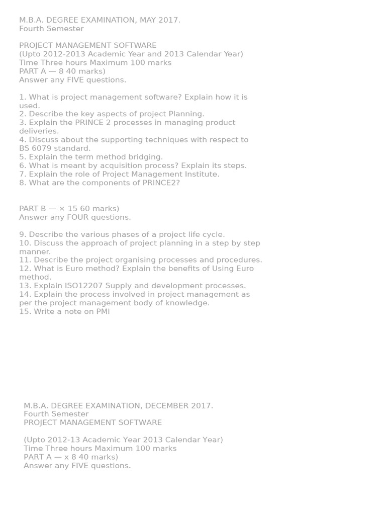 2017 PG MBA (PM) Project Managemnet Software | PDF | Project Management ...