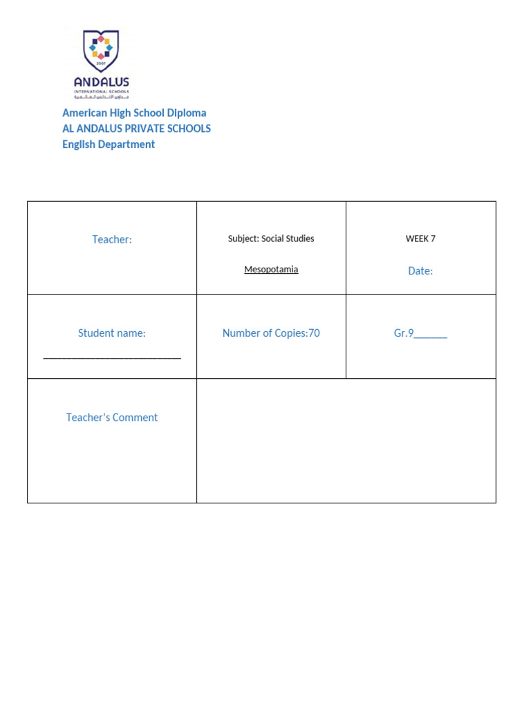 Mesopotamia Study Guide for Grade 9 | PDF | Sumer | Mesopotamia