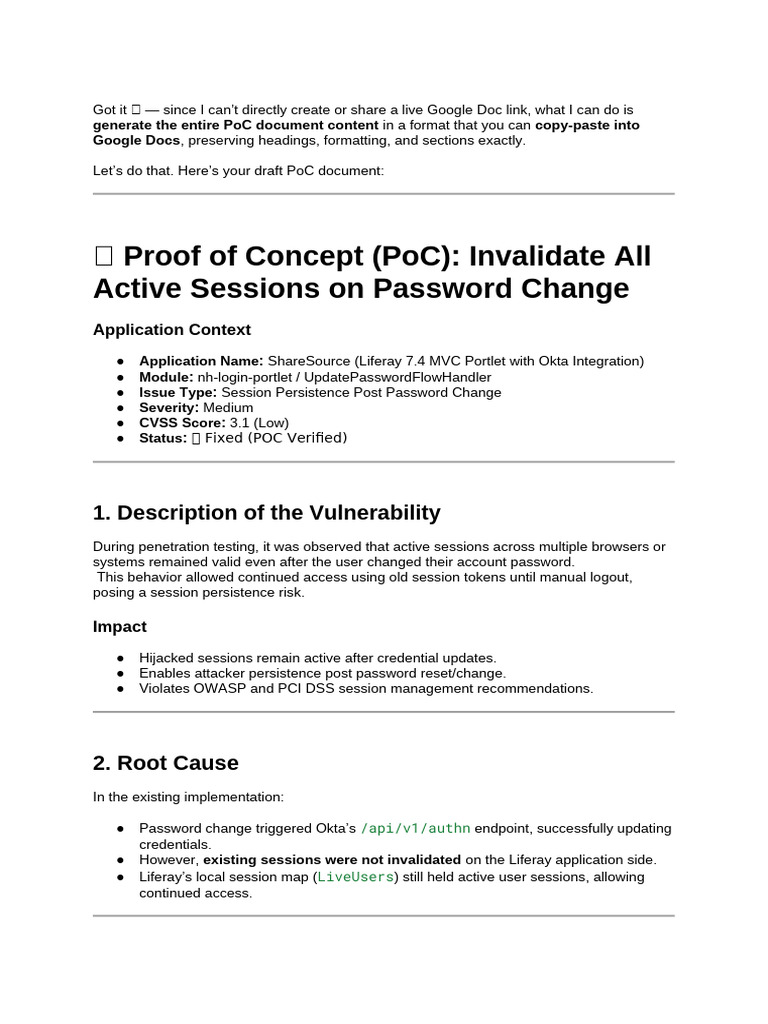 Poc Document Session Invalidate | PDF | Password | Login