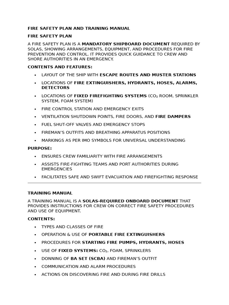 Fire Safety Plan and Training Manual | PDF