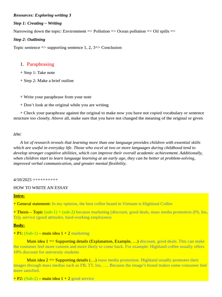 Writing AE1 | PDF | Cooking | Foods